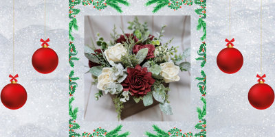 Wooden Floral Winter Centerpiece - Schutt's Apple Mill
